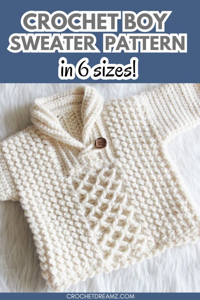 Textured Crochet Baby Boy Sweater - Crochet Dreamz
