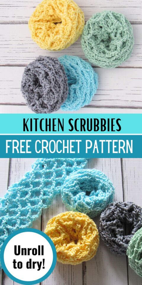 Best Crochet Scrubbie Free Pattern (Unroll to Clean) - Crochet Dreamz