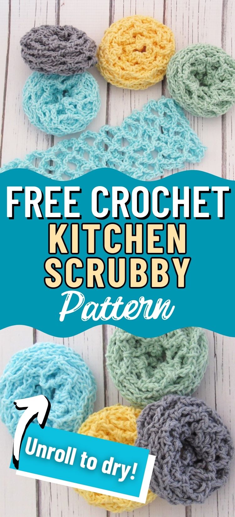 Best Crochet Scrubbie Free Pattern (Unroll to Clean) - Crochet Dreamz