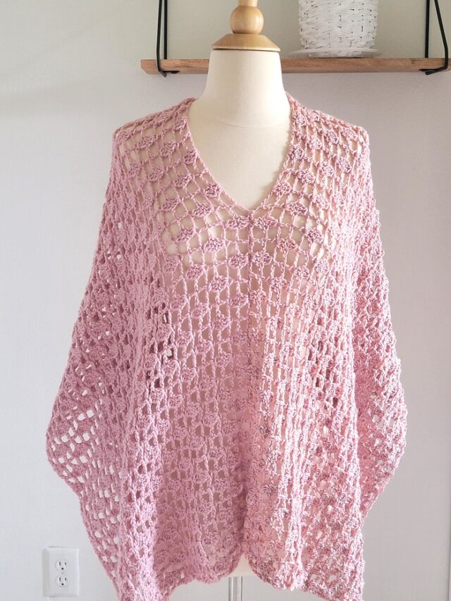 Lightweight Crochet Poncho Pattern, Raining Petals Poncho - Crochet Dreamz
