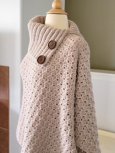 Crochet Poncho with Collar Pattern - Crochet Dreamz