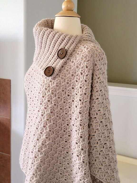 Crochet Poncho with Collar Pattern - Crochet Dreamz