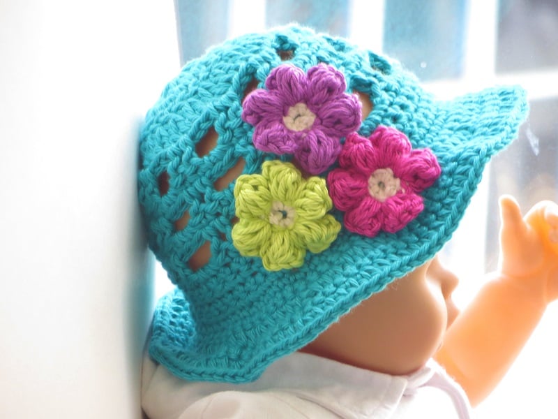 Sun Hat Pattern with Flowers, Daisy Sun Hat - Crochet Dreamz