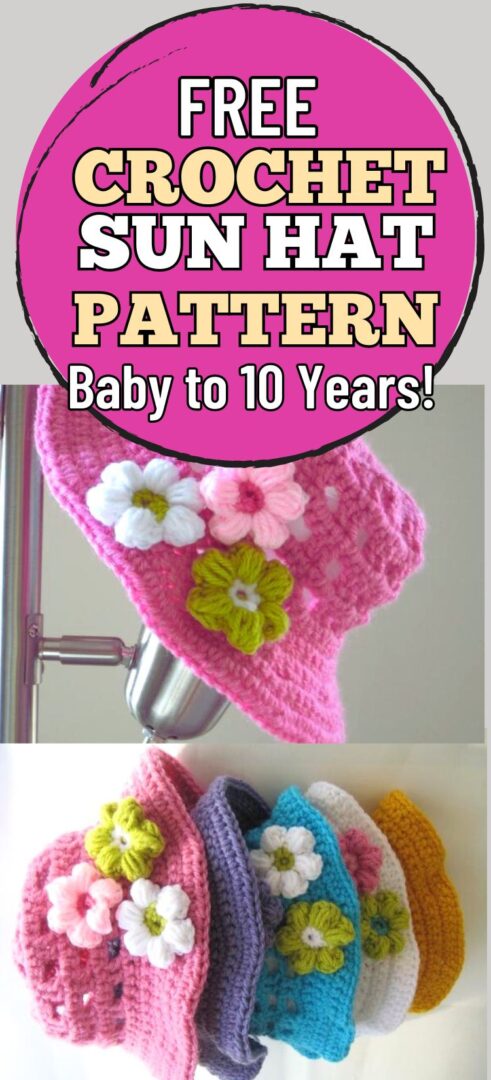 Sun Hat Pattern with Flowers, Daisy Sun Hat - Crochet Dreamz