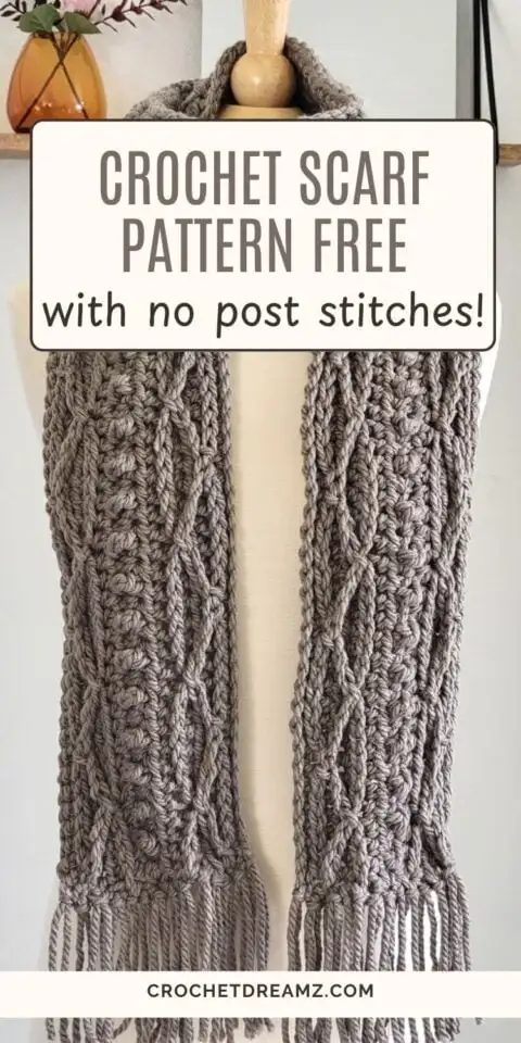 Easiest Crochet Cable Scarf Pattern - Crochet Dreamz