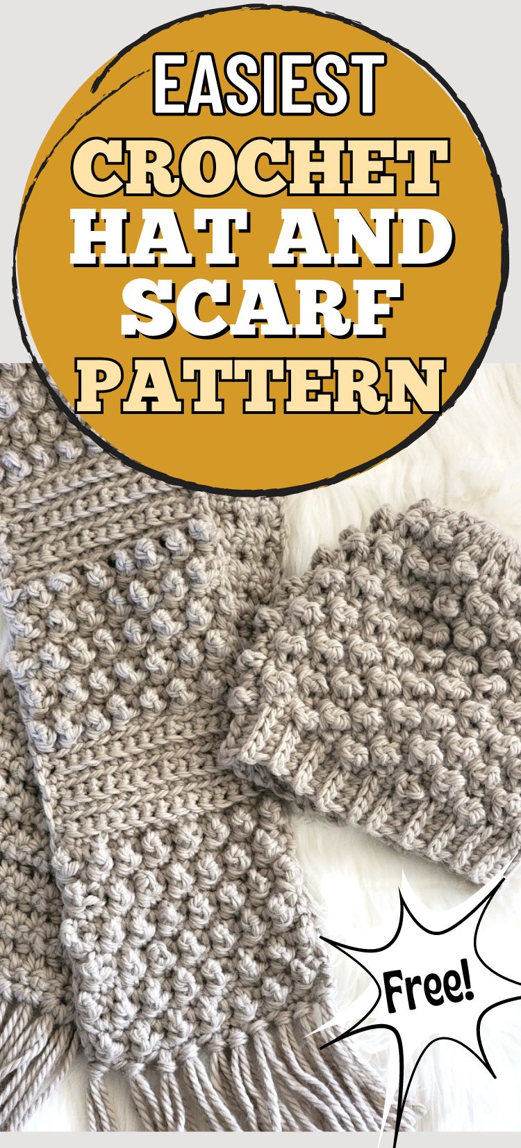 Crochet Hat and Scarf Pattern Free, Bumpy Road Hat and Scarf Set ...