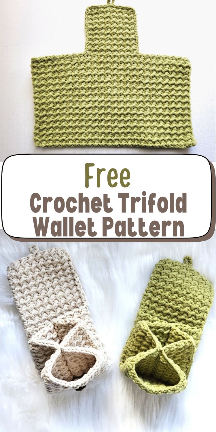 Trifold Crochet Wallet Pattern Made from 1 Flat Piece