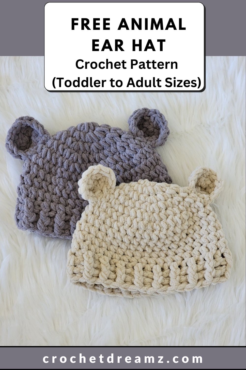 Animal Ear Hat Crochet Pattern - Crochet Dreamz
