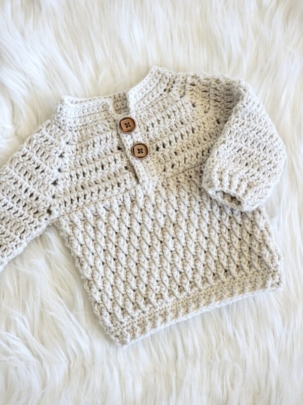 Textured Crochet Baby Boy Sweater