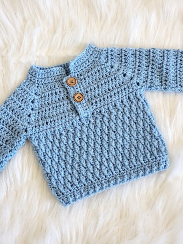 Textured Crochet Baby Boy Sweater